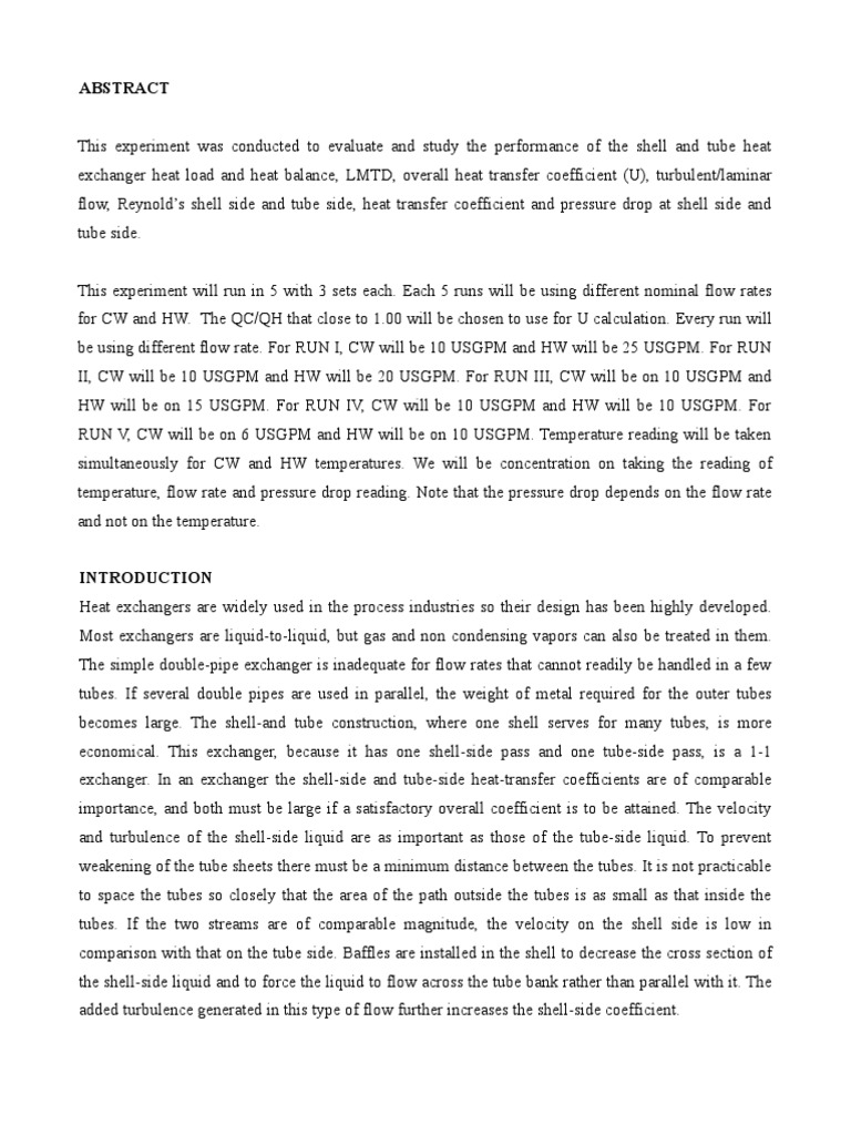 Shell and Tube Experiment | PDF | Turbulence | Fluid Dynamics