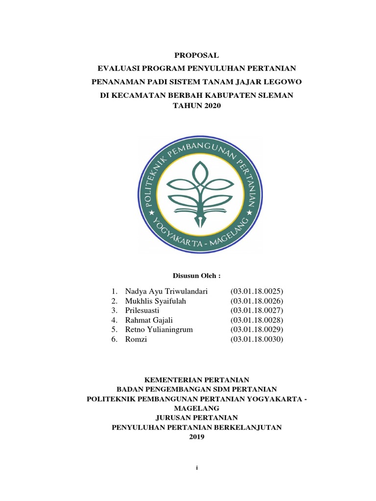 Proposal Evaluasi Pelaksanaan Penyuluhan Pertanian Kelompok 5 | PDF