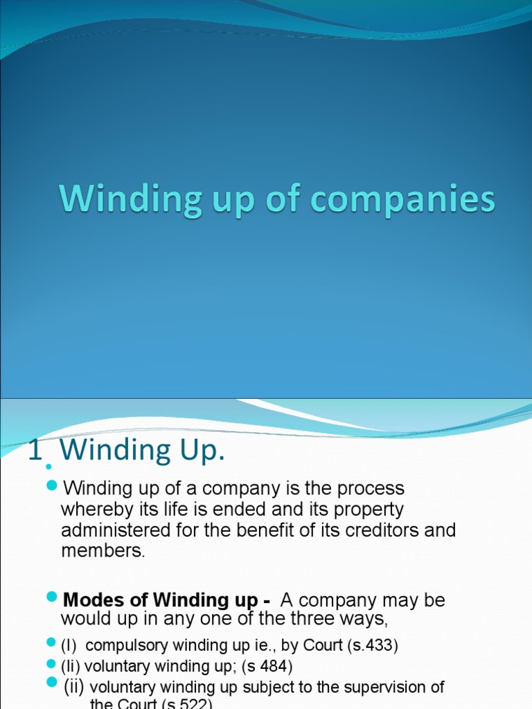 Winding Up of Companies | Download Free PDF | Liquidation | Corporate Law