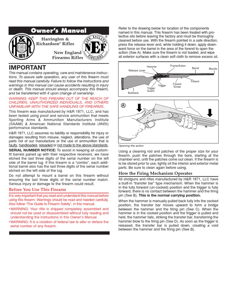 H&R Handi Rifle Manual | PDF | Firearms | Trigger (Firearms)