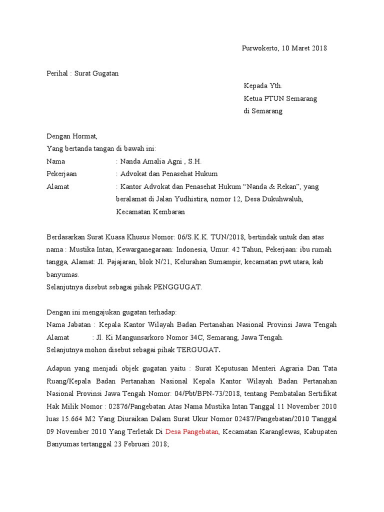 Surat Gugatan Ptun | PDF