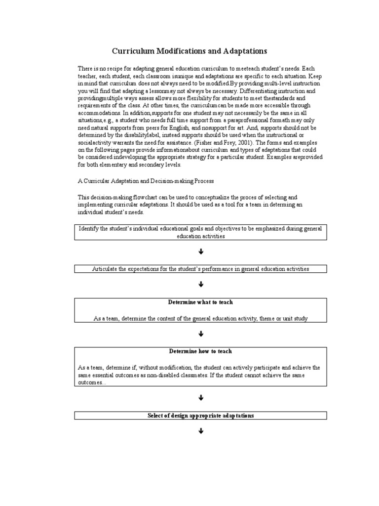 Curriculum Modifications and Adaptations | PDF | Individualized ...