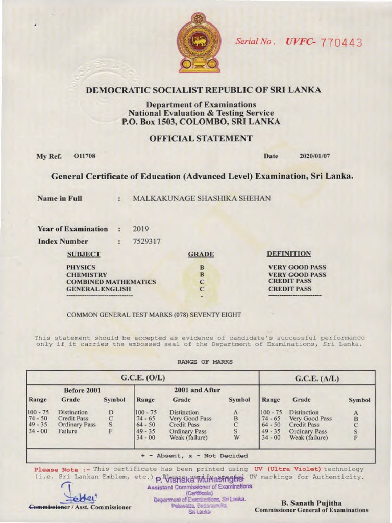 Secondary School Certificate