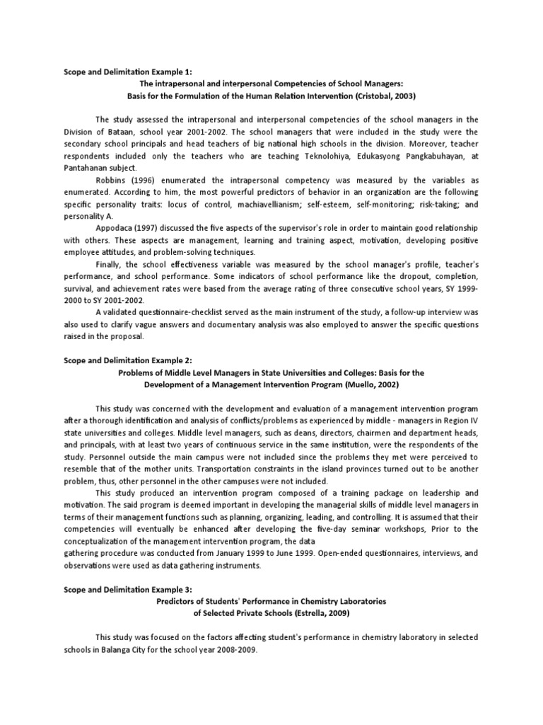 Scope and Delimitation Part 2 | PDF | Competence (Human Resources ...