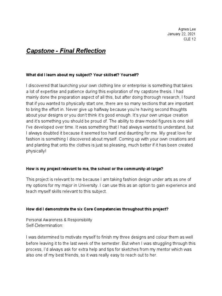 Capstone - Final Reflection 1 | PDF | Marketing | Cognition