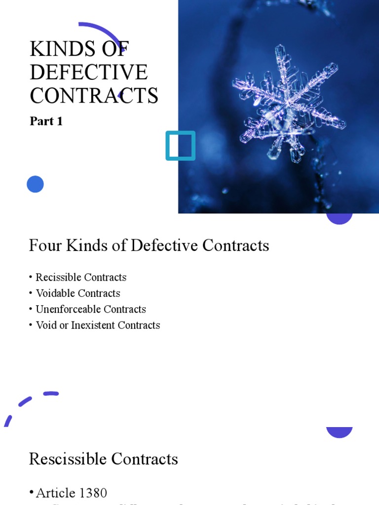Kinds of Defective Contracts 1 | PDF | Bankruptcy | Private Law