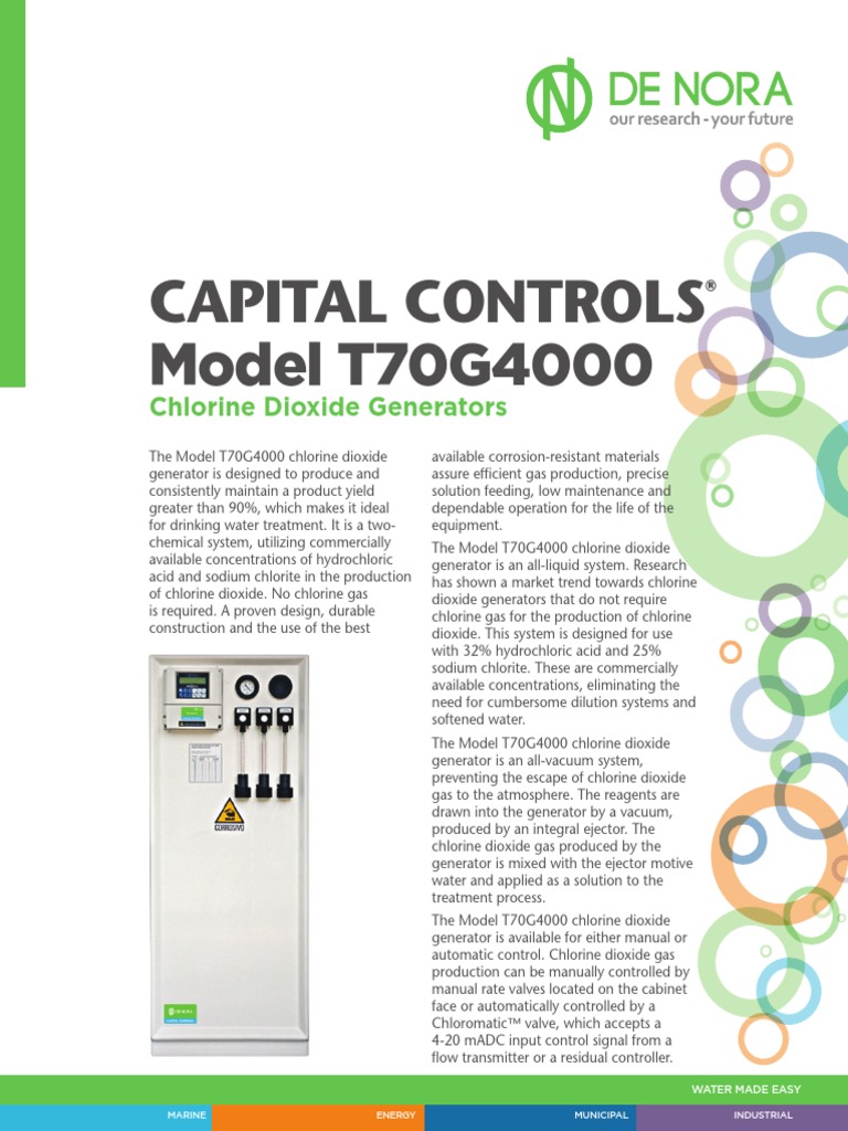 150-0010 CAPITAL CONTROLS® Model T70G4000 Chlorine Dioxide Generators ...