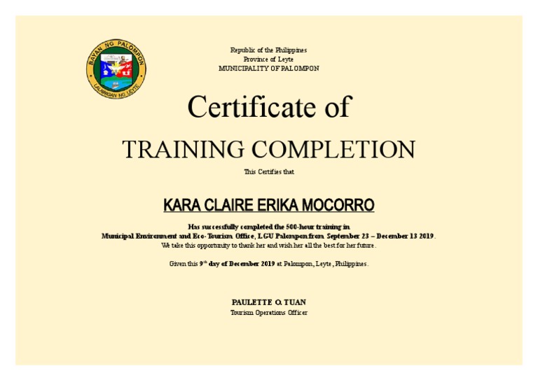 OJT Certificate