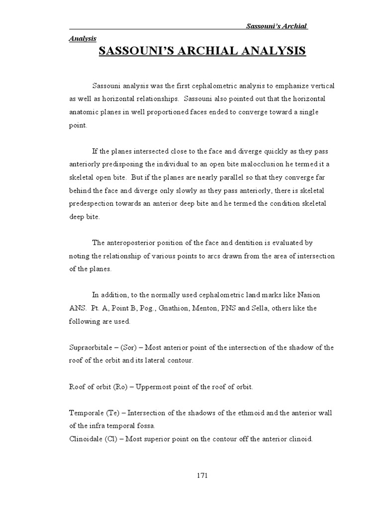 Sassouni'S Archial Analysis | PDF | Anatomical Terms Of Location ...