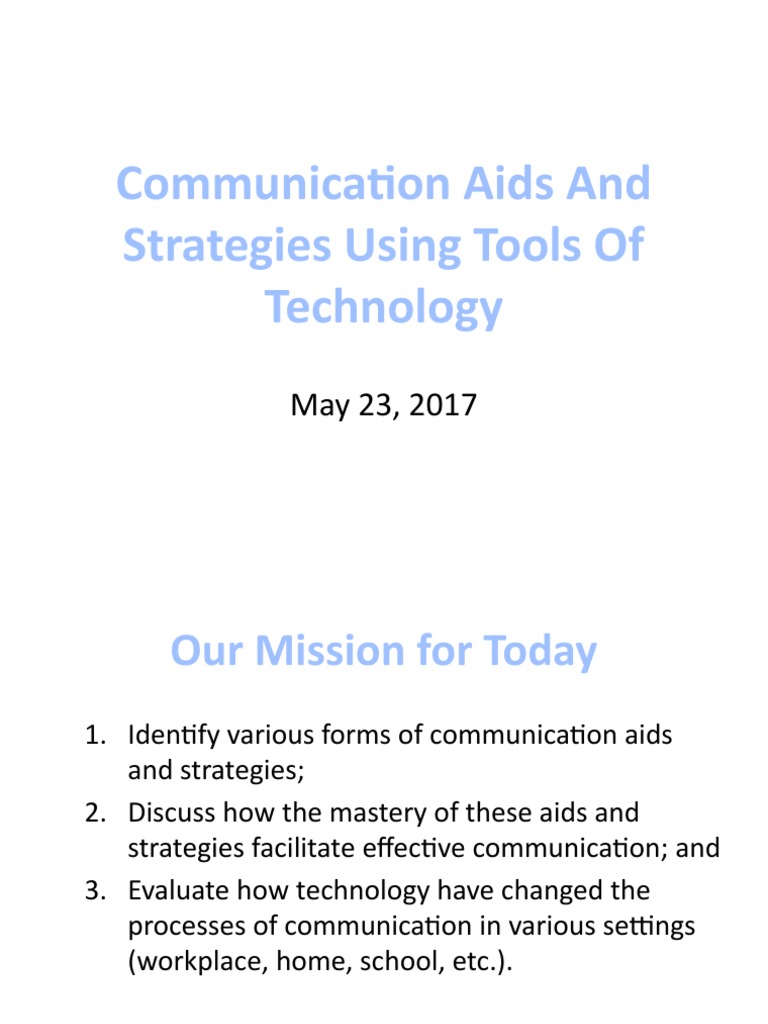 Communication Strategies and Aids Using Technology Tools | PDF ...