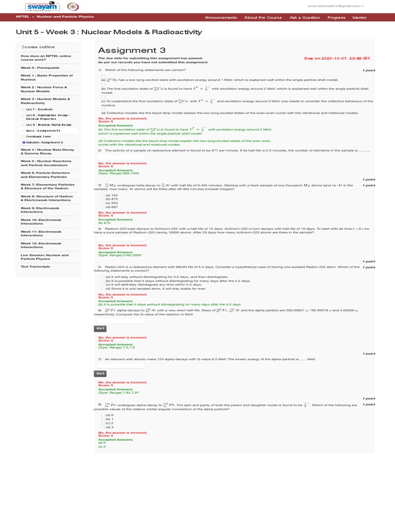 Nuclear and Particle Physics - Unit 5 - Week 3: Nuclear Models ...