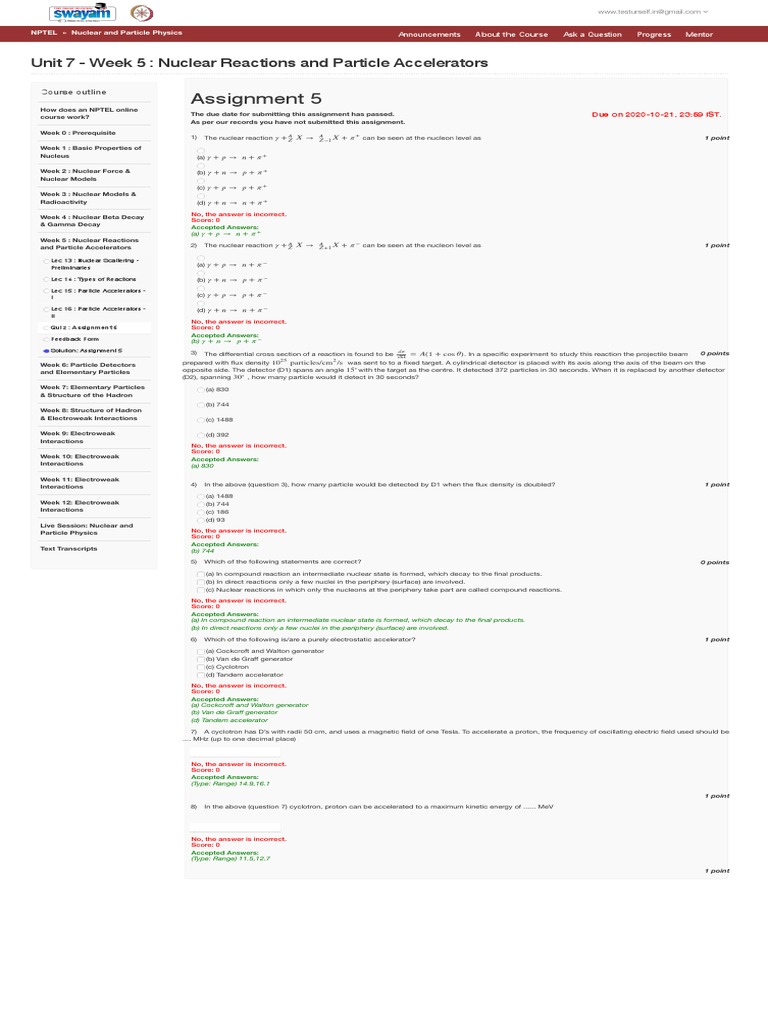 Nuclear and Particle Physics - Unit 7 - Week 5: Nuclear Reactions and ...