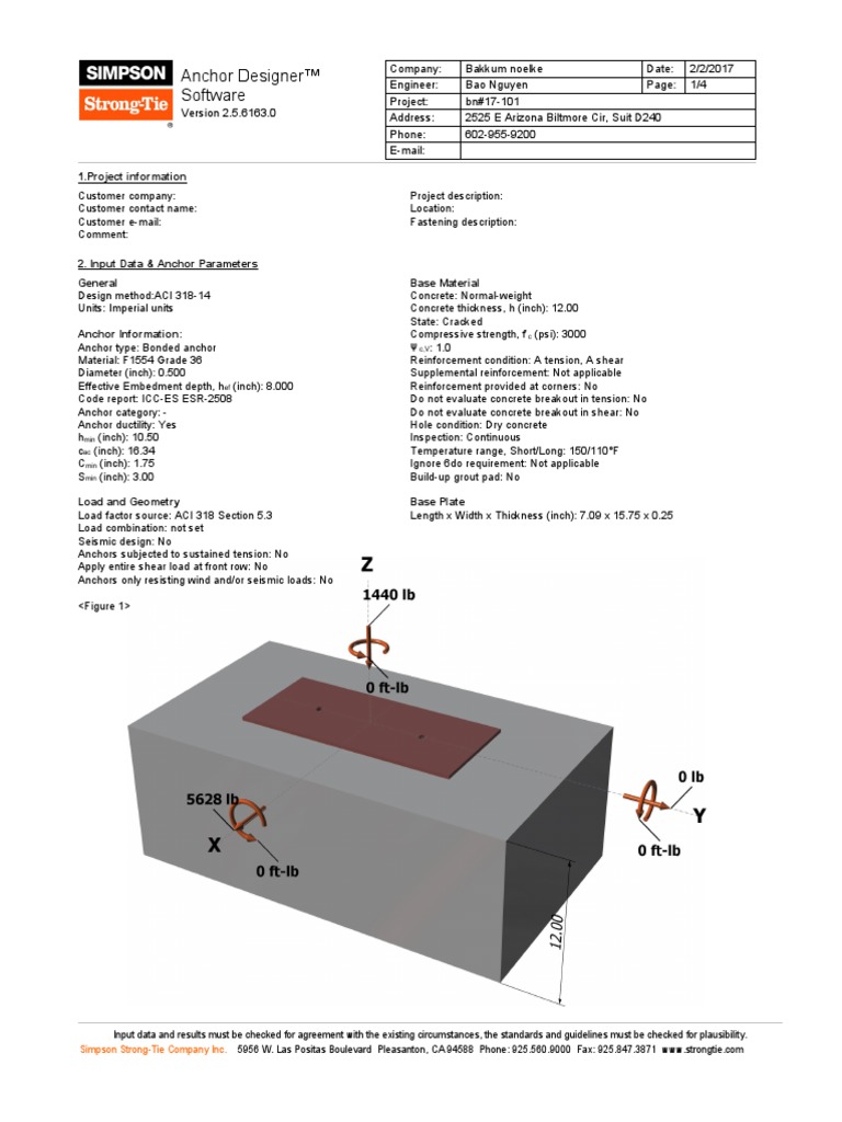 Anchor Designer™ Software: 1/4 Bao Nguyen Engineer: 2/2/2017 Date ...