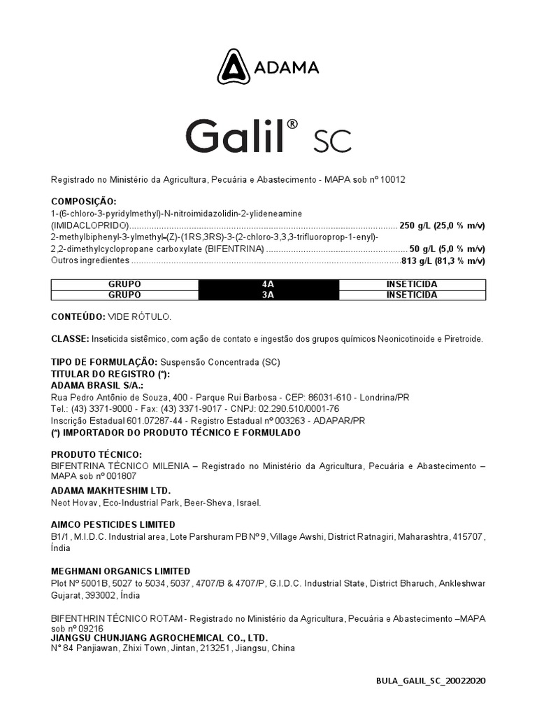 Galil® SC - Bula | PDF | Neurônio | Sinapse