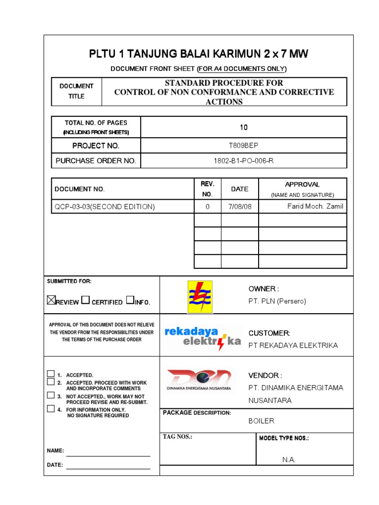 NCR Procedure Rev. 0 | PDF | Business Process | Business