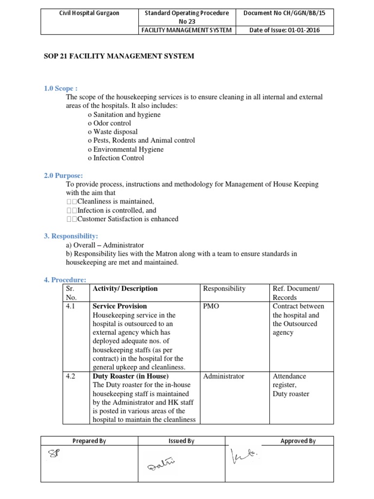 Hospital Housekeeping SOP Overview | PDF | Housekeeping | Disinfectant