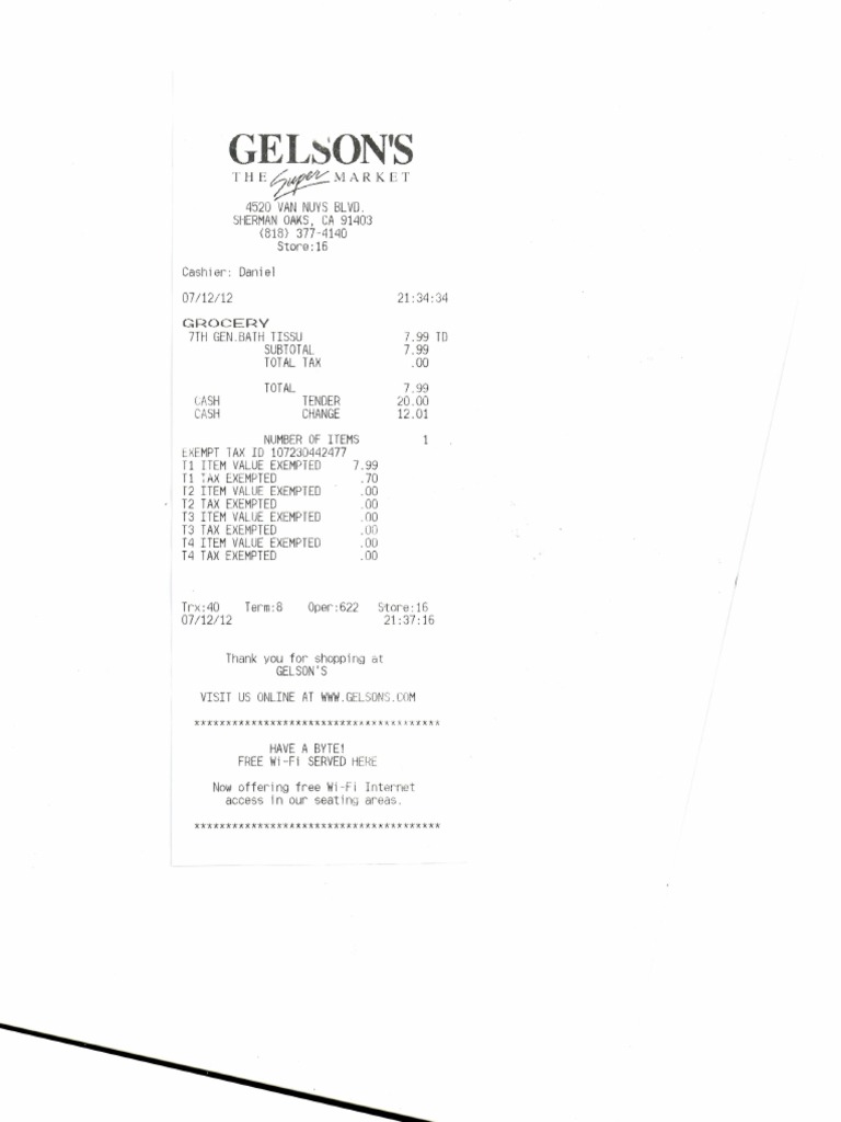 Gelson's Grocery Receipt Summary | PDF