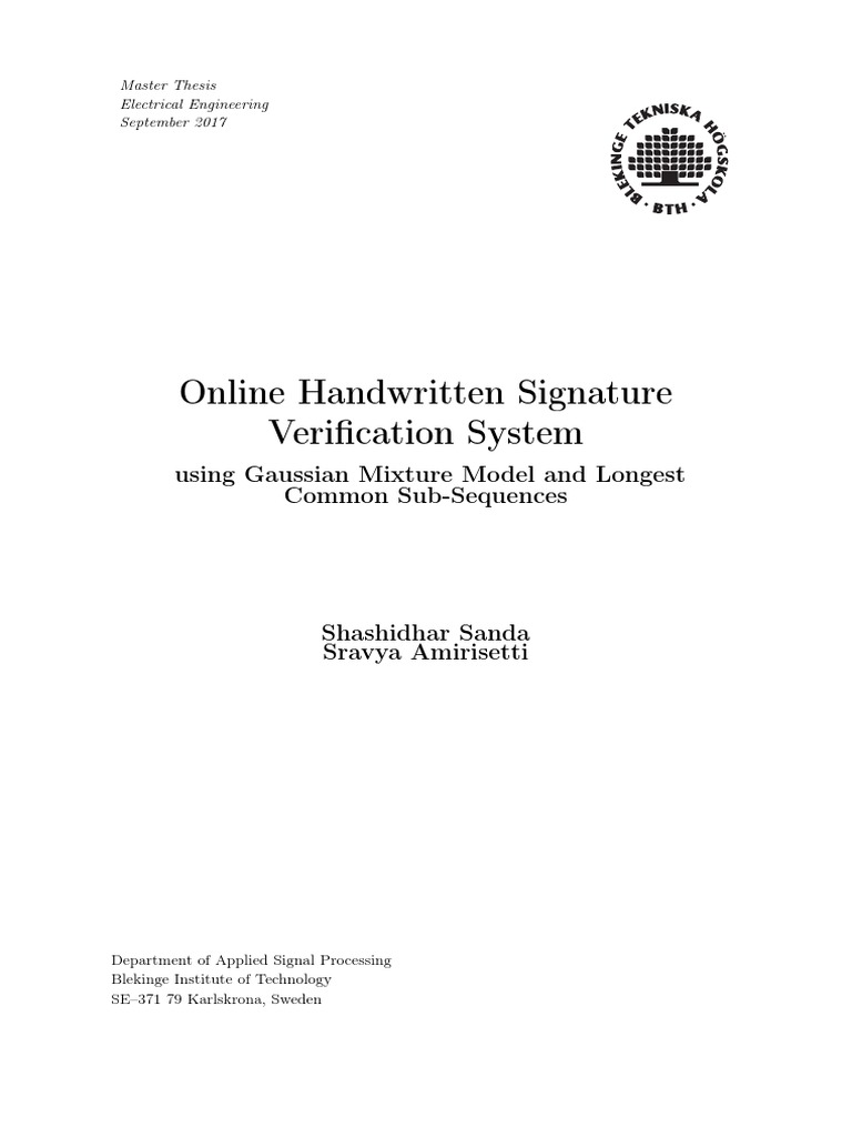 Handwritten Signature Verification FULLTEXT01 | PDF | Biometrics ...