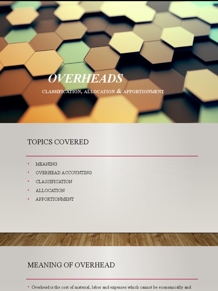 Classification, Allocation, and Apportionment of Overhead Costs | PDF ...