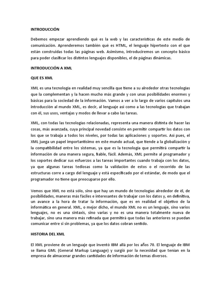 Introducción A XML | PDF | Xml | HTML
