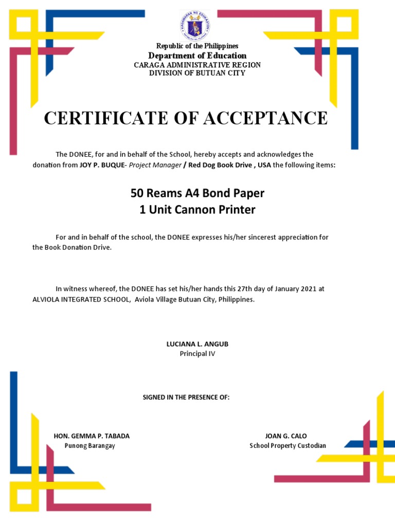 Acceptance Certificate | PDF