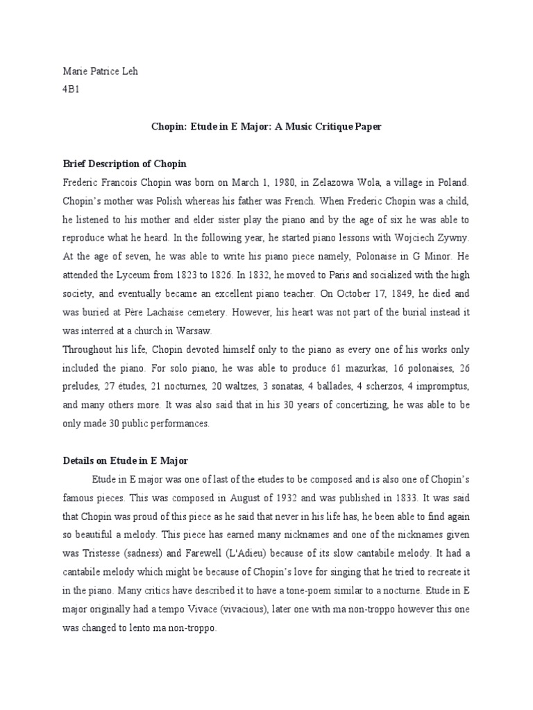 Classical Music Analysis | PDF | Frédéric Chopin | Classical Music