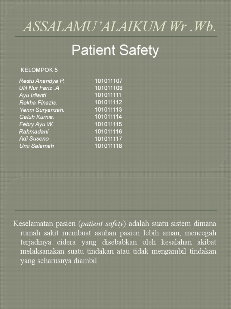 Kel 5 Rs Patient Safety | PDF