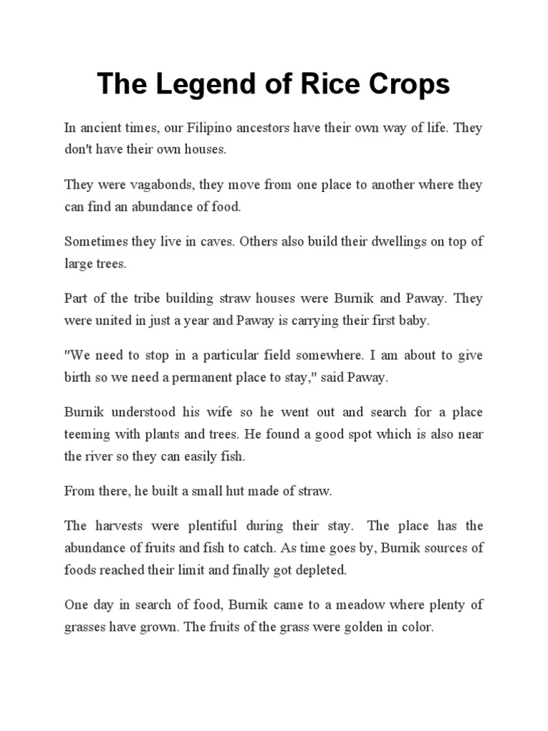 The Legend of Rice Crops | PDF