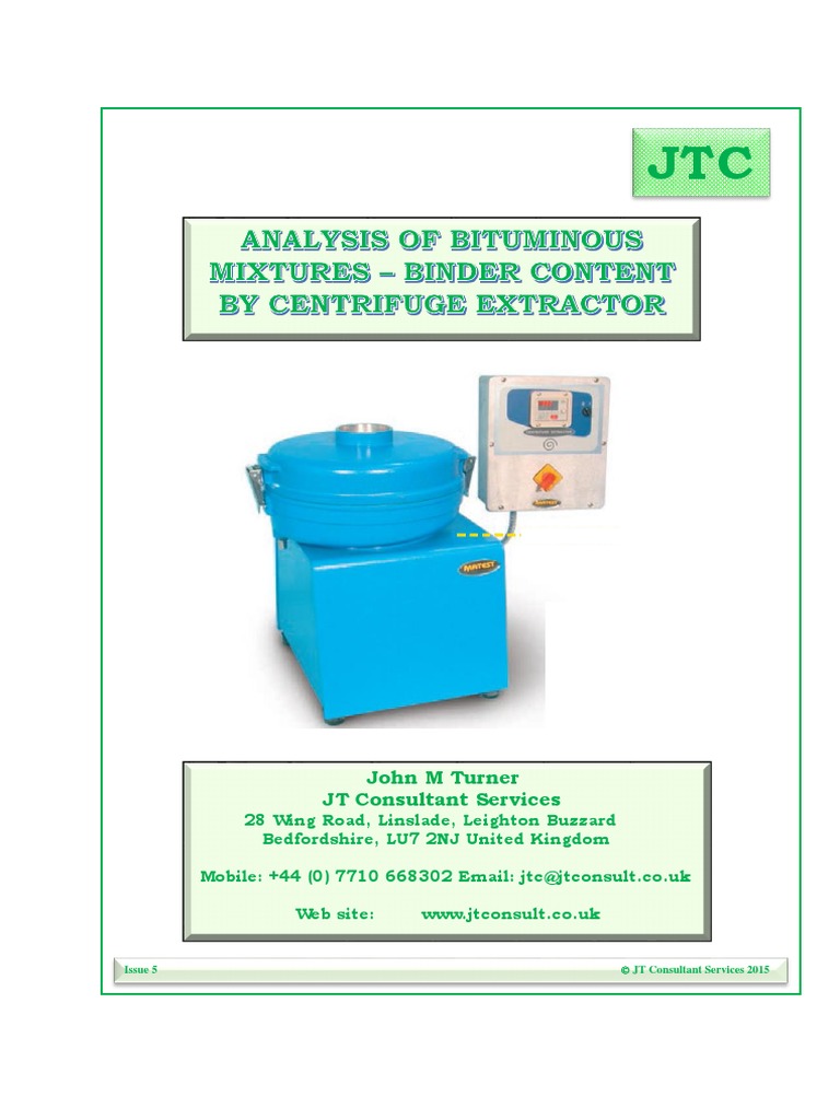 Binder Content Centrifuge Extractor Issue 5 | PDF | Asphalt | Mixture