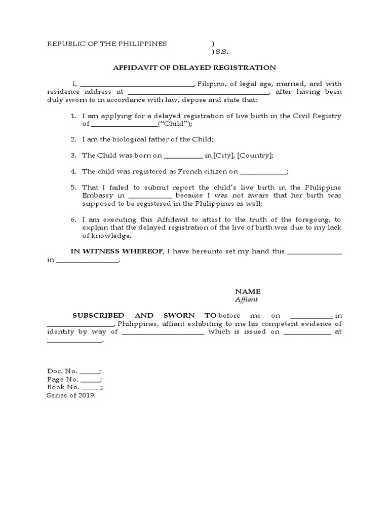 Affidavit for Delayed Birth Registration | PDF