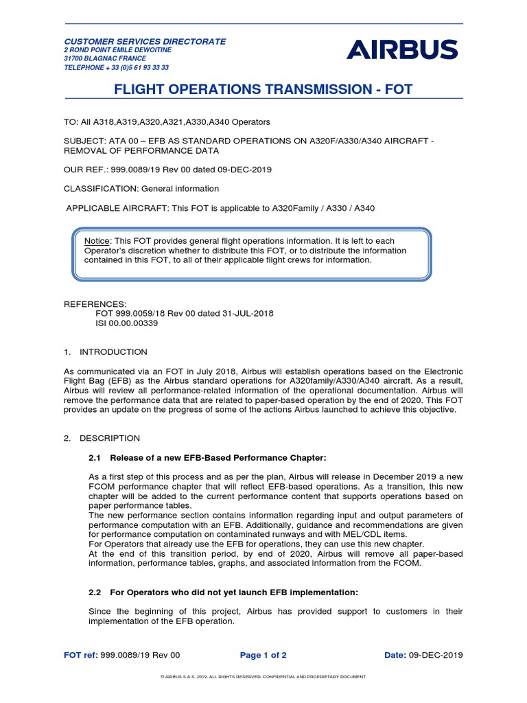 Flight Operations Transmission - Fot: Customer Services Directorate ...