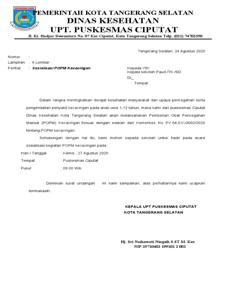 Undangan Kecacingan 2020 | PDF