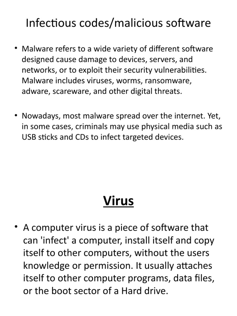 Infectious Codes/malicious Software | PDF | Malware | Computer Virus