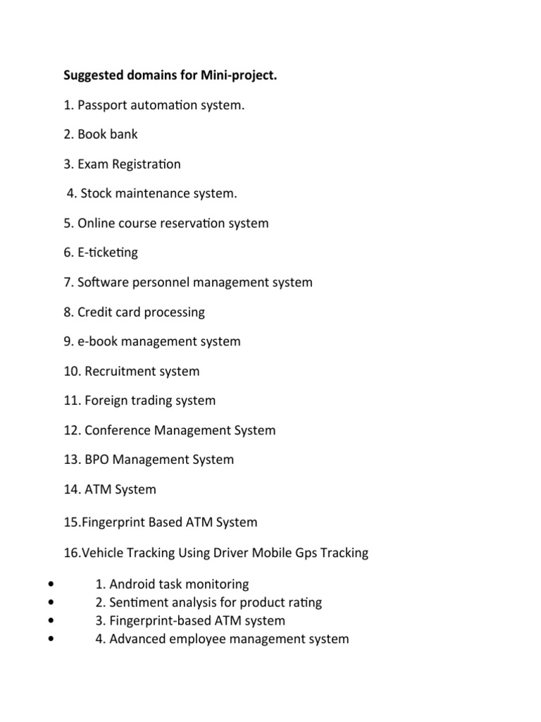 Mini-project Domain Ideas | PDF