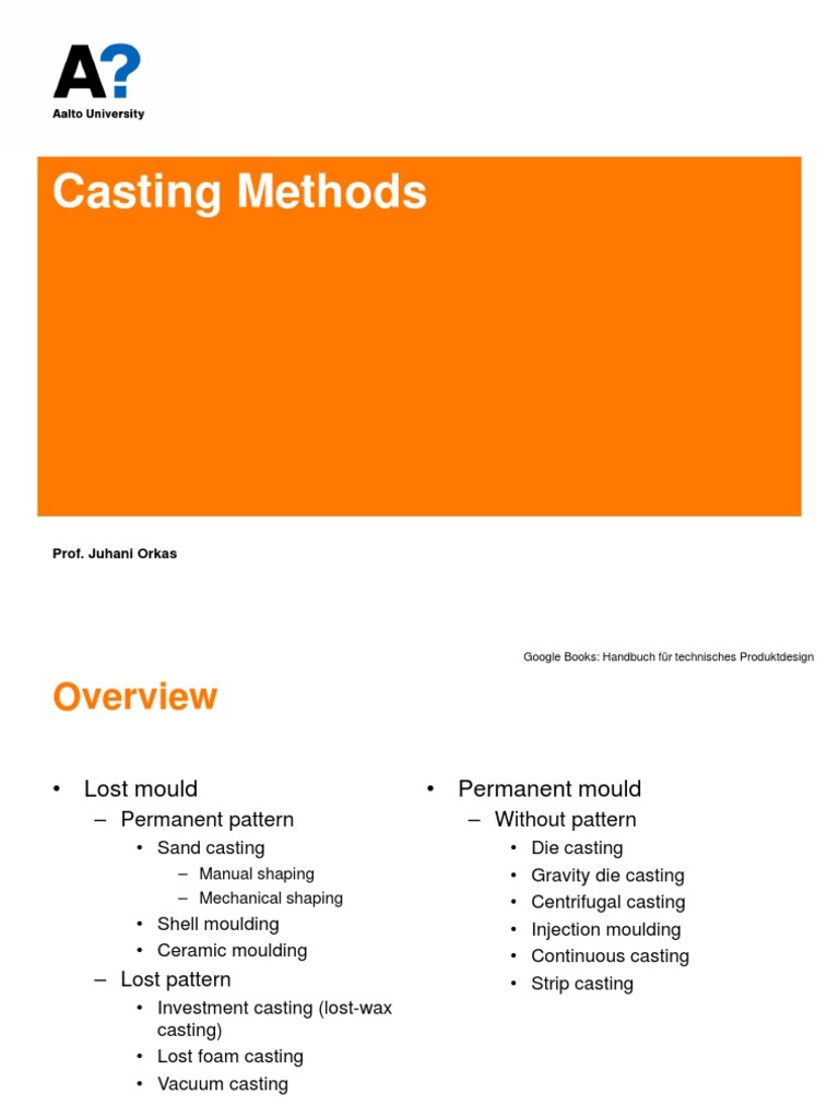 Comprehensive Overview of Common Casting Methods | PDF | Casting ...