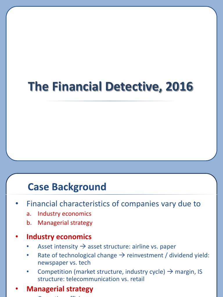 Mini Case 1 The Financial Detective Suggested Answers PDF | PDF ...