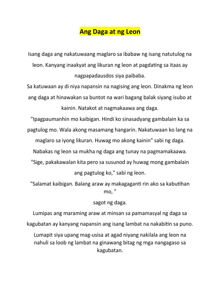 Ang Daga at NG Leon | PDF