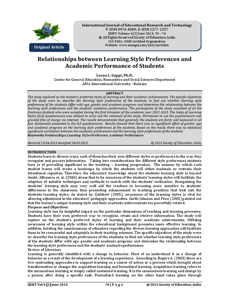 Gappi | Descargar gratis PDF | Learning Styles | Analysis Of Variance