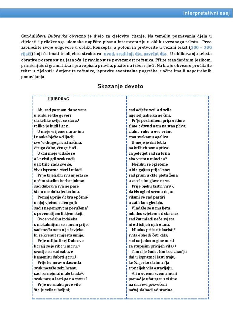 Ivan Gunduli - Dubravka Interpretativni Esej | PDF