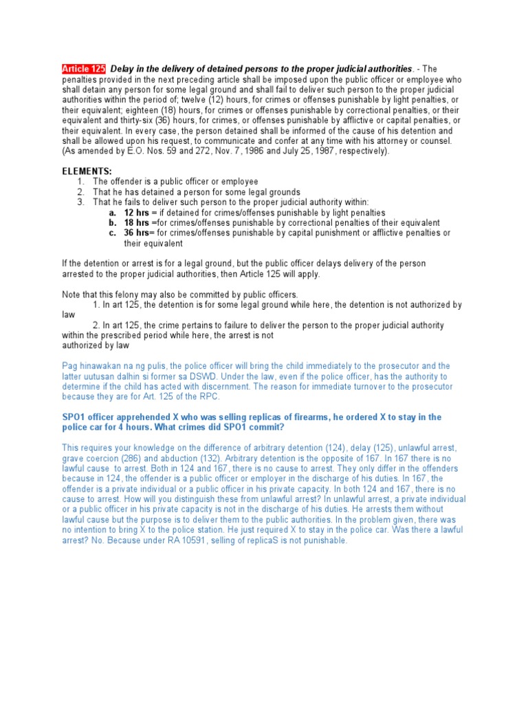 Delay in The Delivery of Detained Persons To The Proper Judicial Authorities. - The | PDF ...