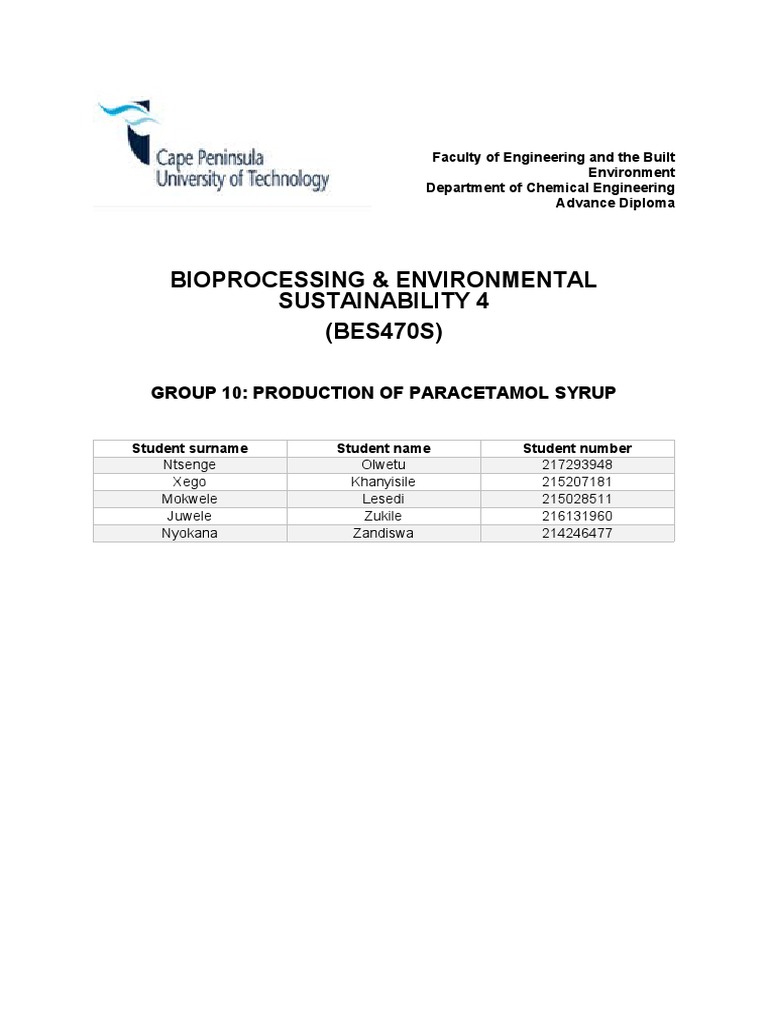 Paracetamol Syrup Production Process | PDF | Chemical Reactions ...