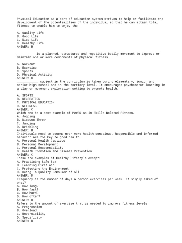 Ped1 Final Part 1 | PDF | Physical Fitness | Physical Education