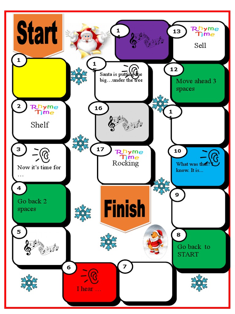 Christmas Board Game Songs Listening Rhymes Vocabu Boardgames Fun ...