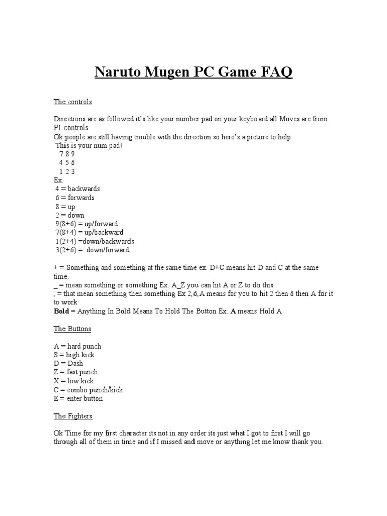 Navigating the Controls: A Visual Guide to Playing Naruto Mugen PC Game ...