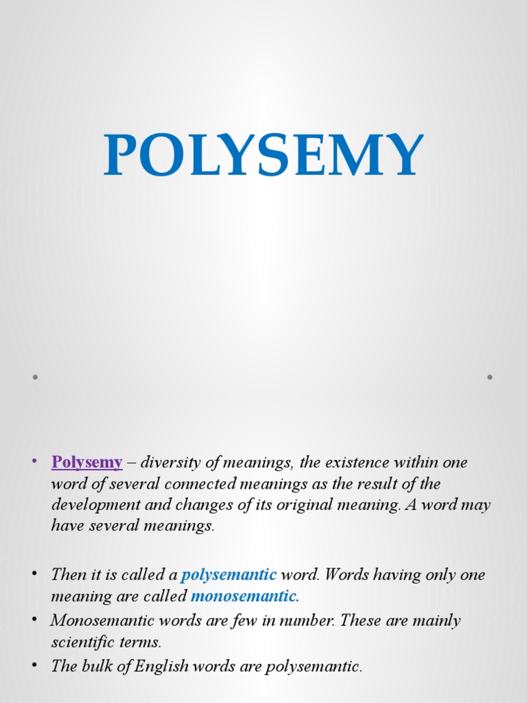 Polysemy | PDF | Word | Semantics