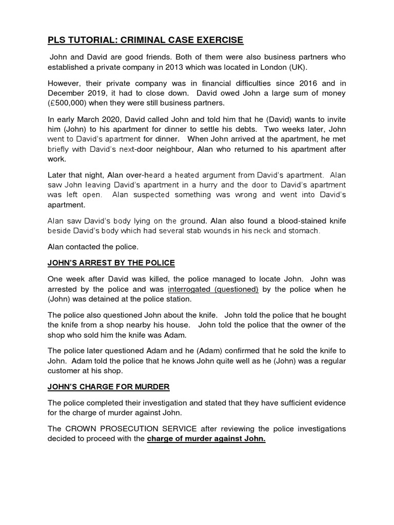PLS Tutorial Criminal Case Exercise | PDF | Lawyer | Barrister
