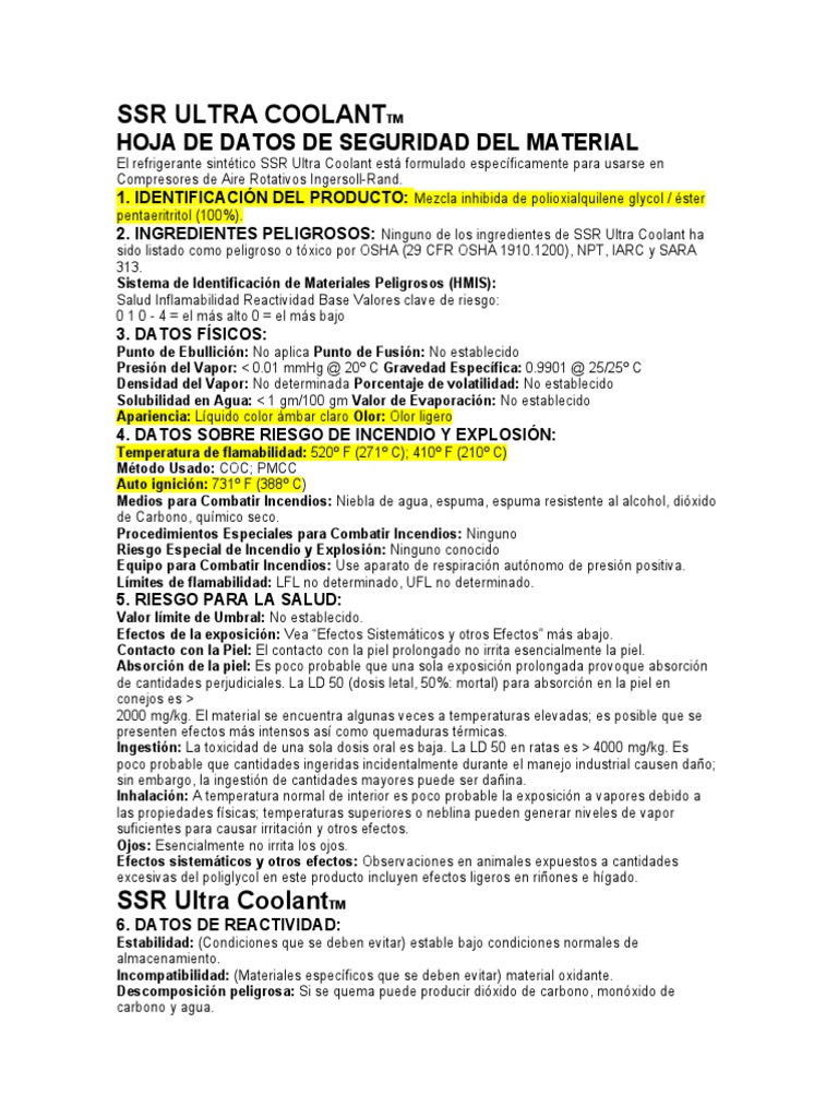 SSR Ultra Coolant | PDF | Carbón | Agua