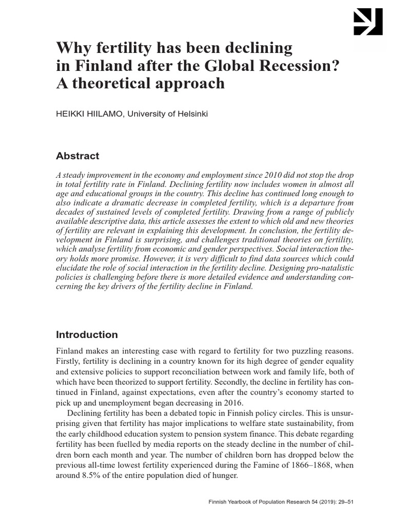 Declining Fertility - A Theoretical Approach | PDF | Total Fertility ...