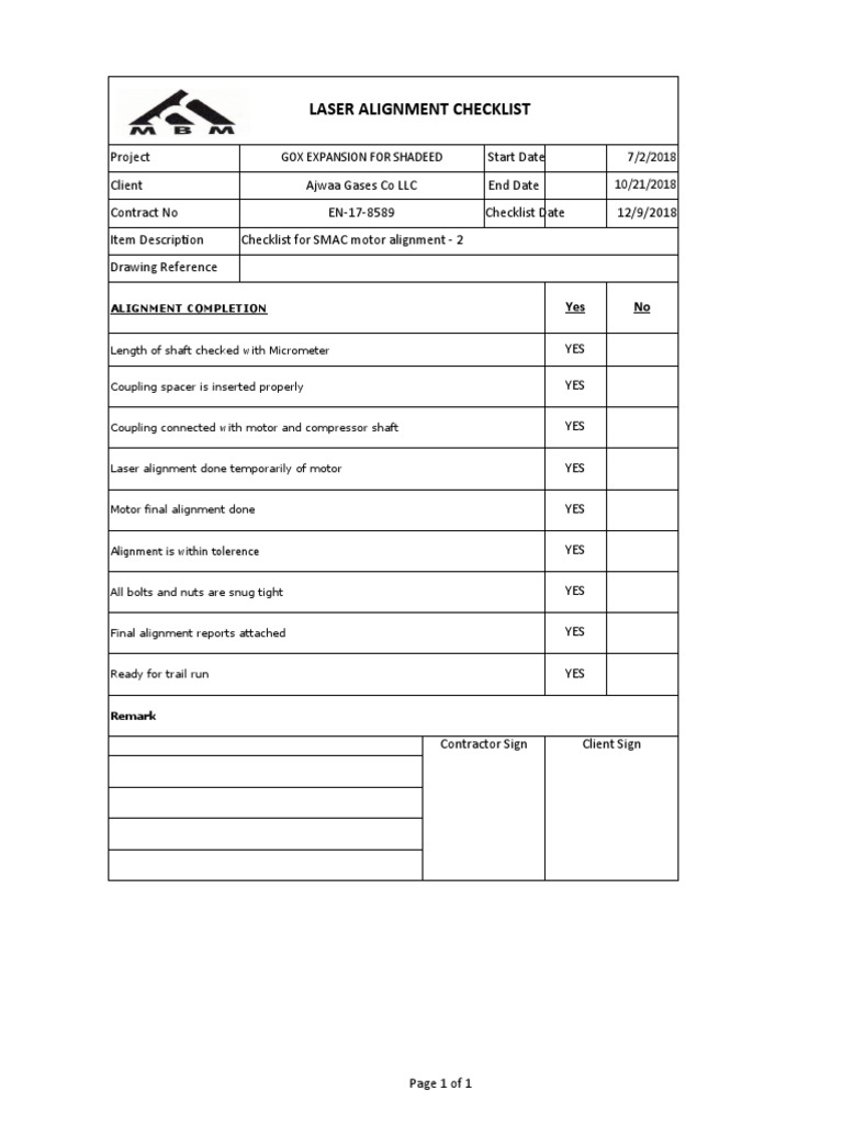 LAser Alignment Checklist | PDF