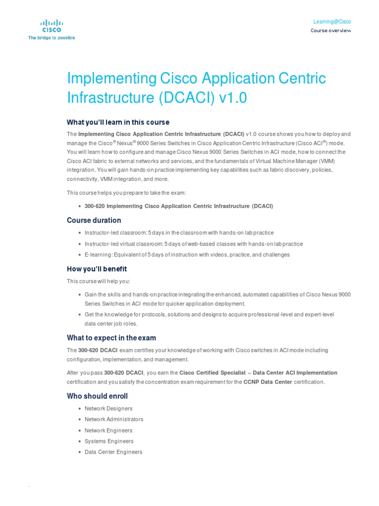 Implementing Cisco Application Centric Infrastructure Dcaci | PDF ...